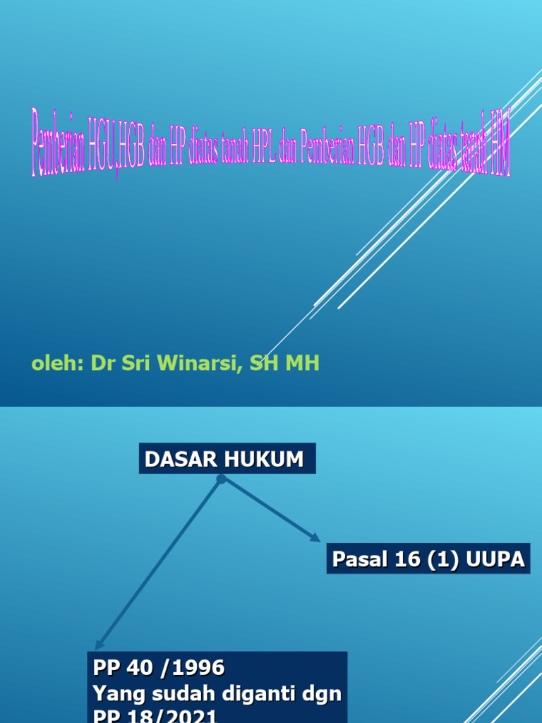 Agr-PP Pemberian HGU, HGB Dan HP Diatas Tanah HPL Dan Pemberian HGB Dan HP Diatas Tanah Hak ...