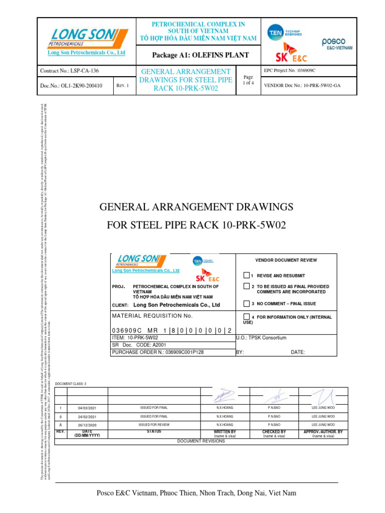 General Arrangement Drawings For Steel Pipe Rack 10-Prk-5W02 | PDF