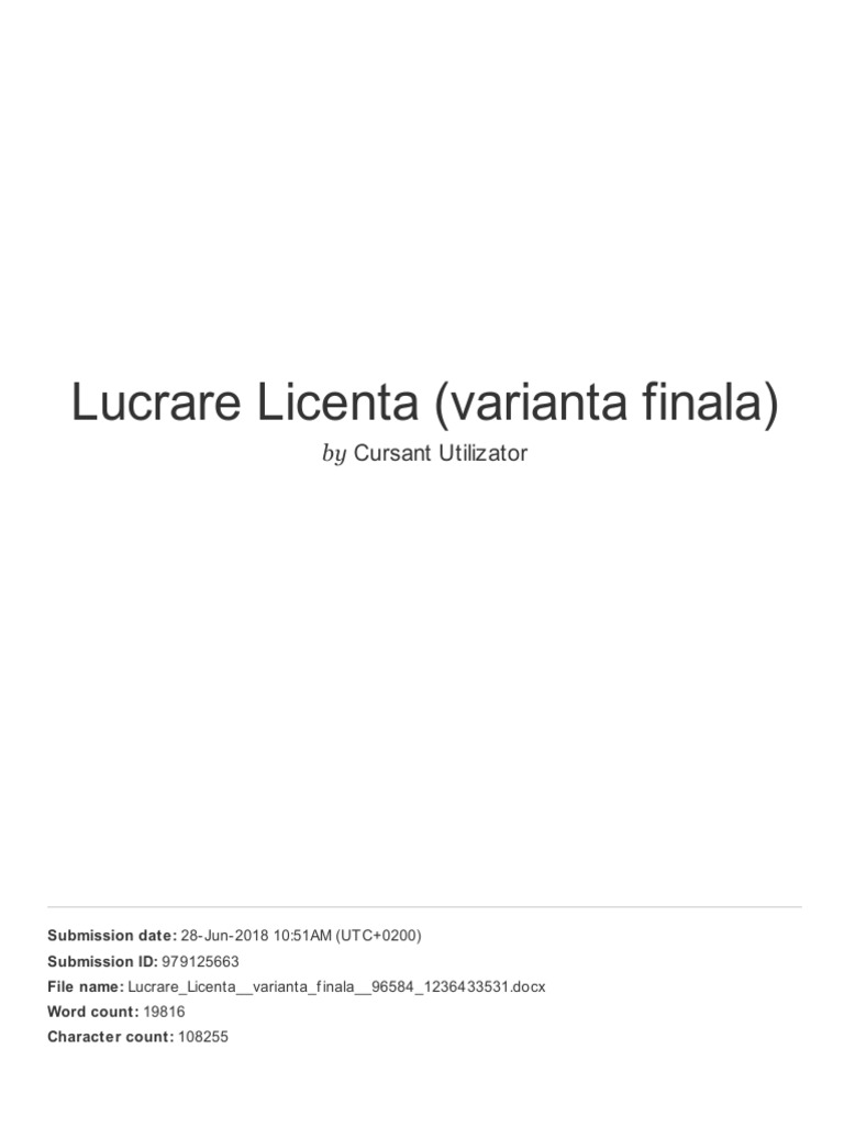 Lucrare Licenta (Varianta Finala) | PDF