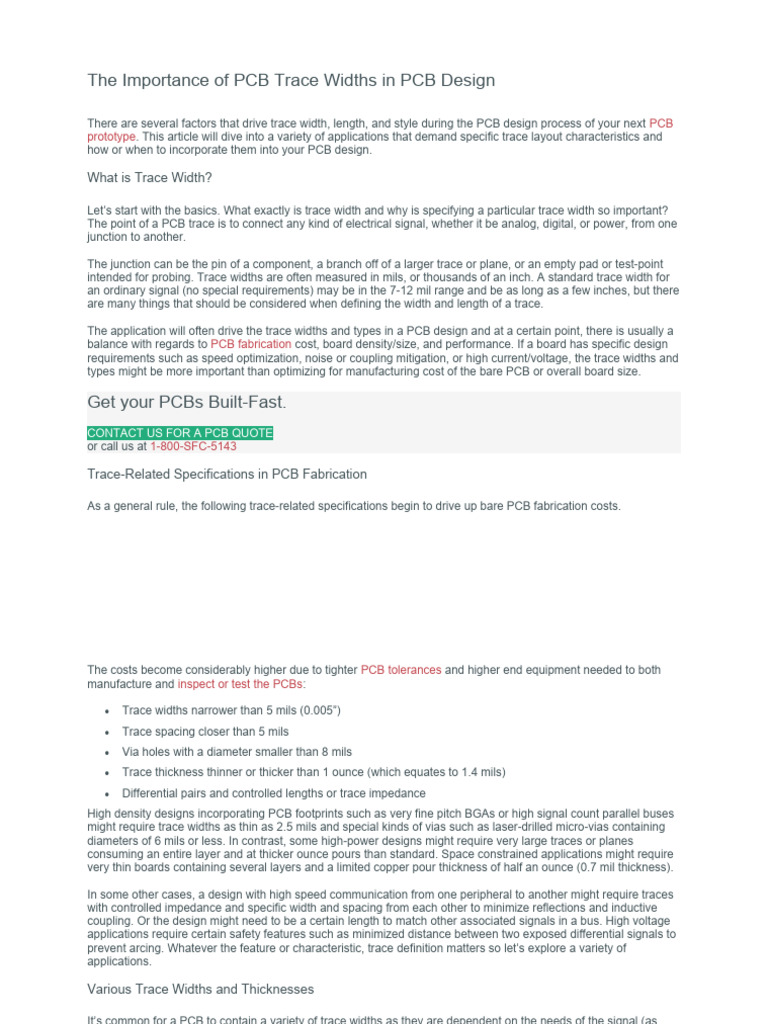 The Importance of PCB Trace Widths in PCB Design | Download Free PDF ...