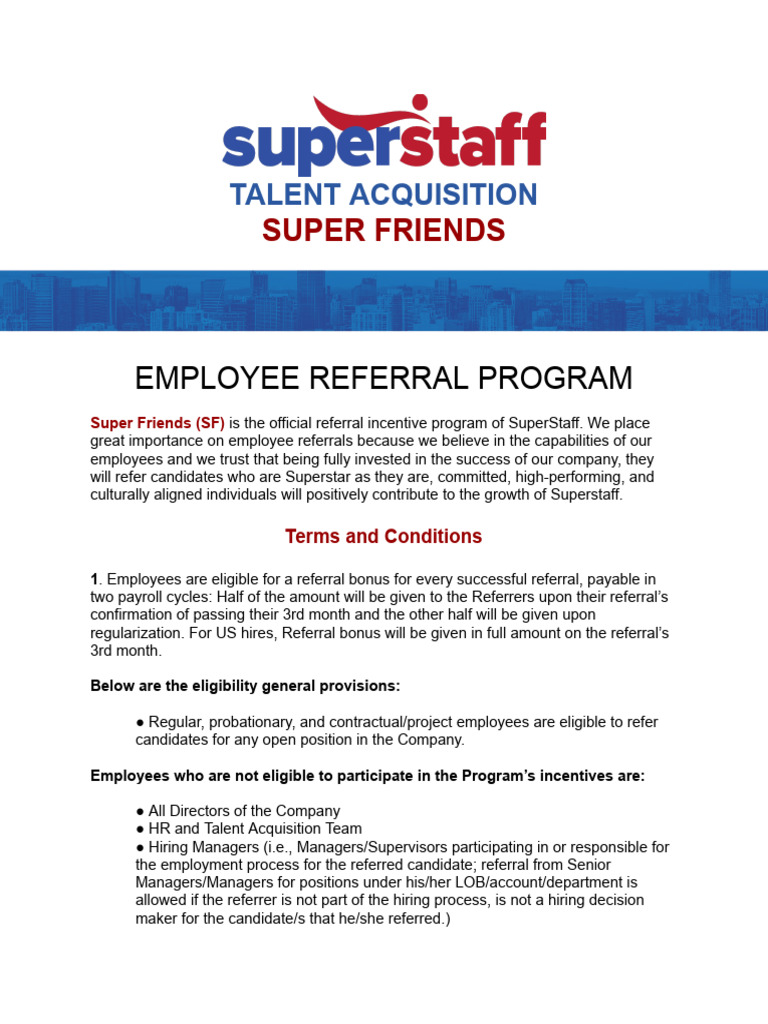 SuperStaff Employee Referral Program | PDF | Employment | Incentive