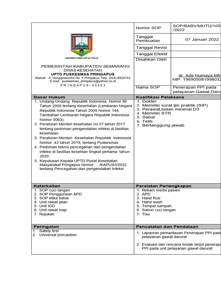 Sop PPI Di Igd 2022 | PDF