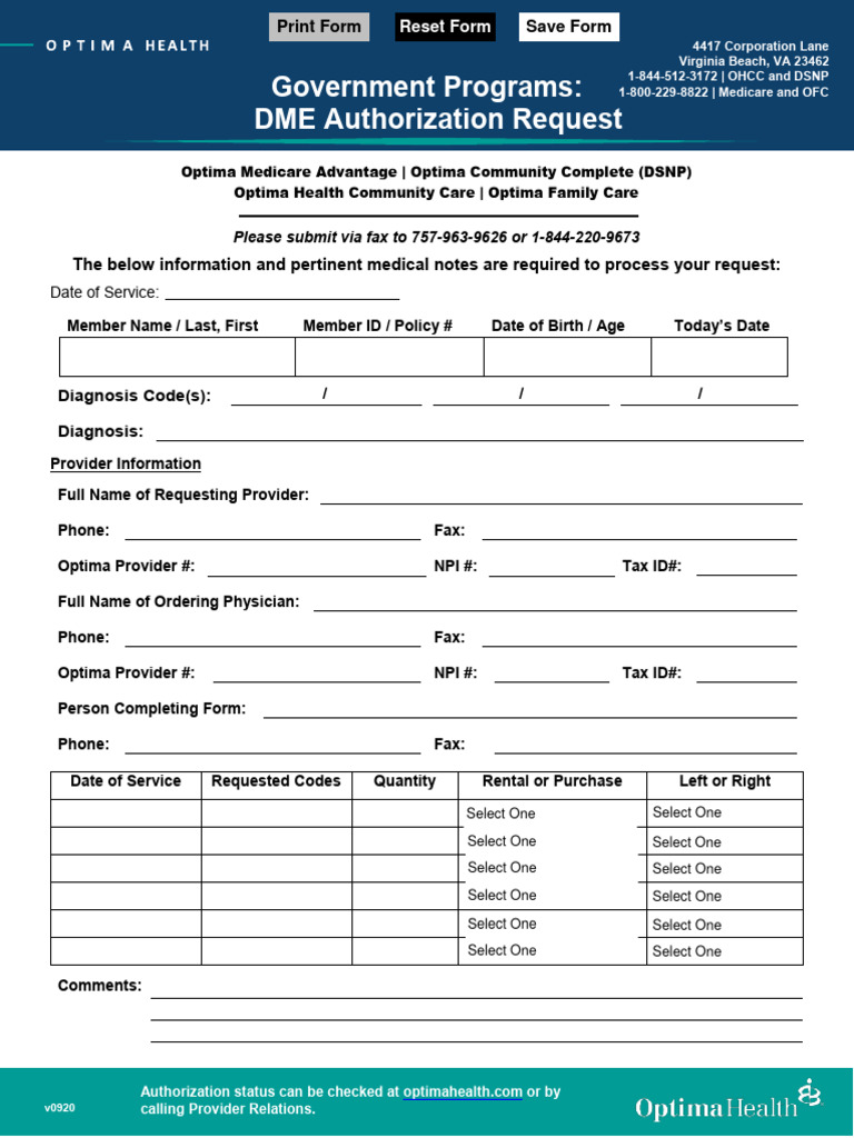 Optima Par Form | PDF | Medicare (United States) | Service Industries