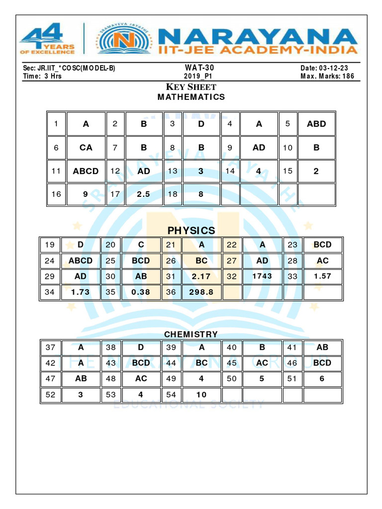 EY Heet Mathematics: Sec: JR - IIT - COSC (MODEL-B) Date: 03-12-23 Time ...