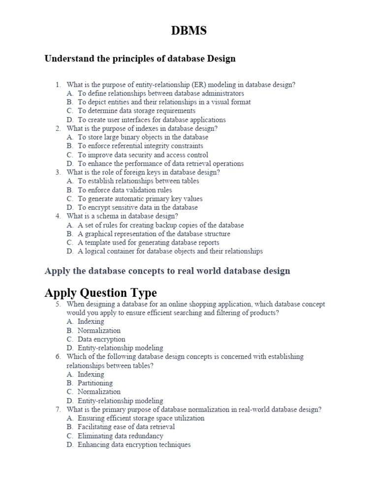 DBMS Exit Exam Model Question | PDF | Databases | Database Index