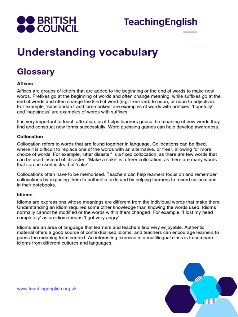Resources - Understanding Vocabulary | PDF