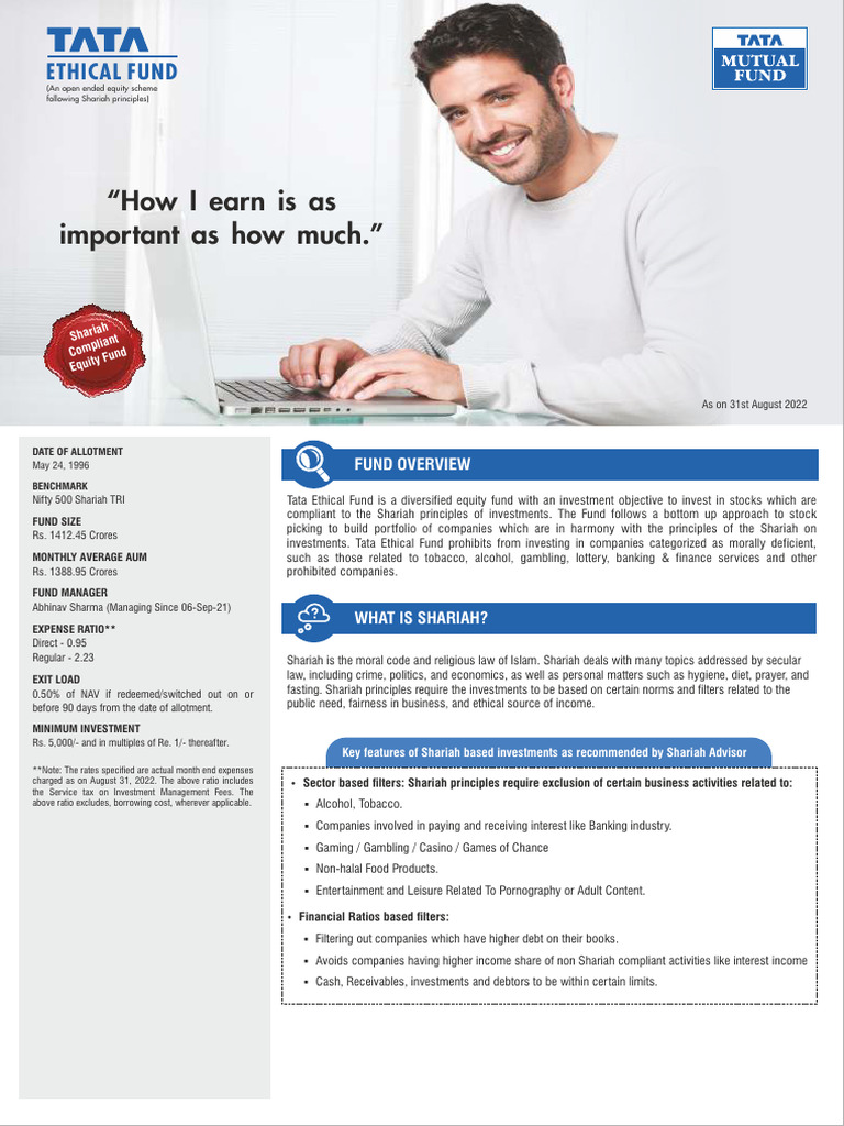 Tata Ethical Fund - Leaflet Sep'22 | PDF | Islamic Banking And Finance ...