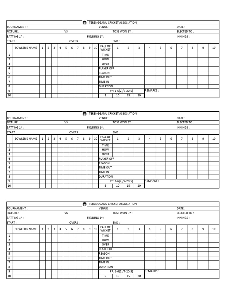 Scorecard Umpire Cricket | PDF | Cricket | Summer Sports