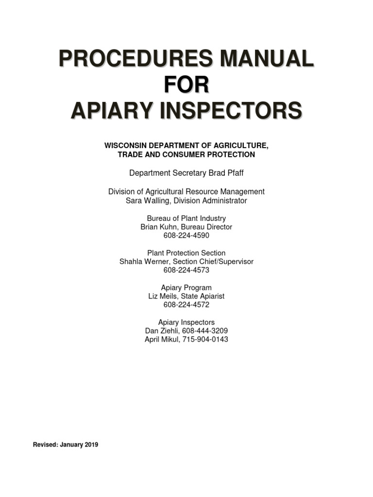 WIApiary Procedures Manual | PDF | Beekeeping | Regulatory Compliance WIApiary Procedures Manual | PDF | Beekeeping | Regulatory Compliance