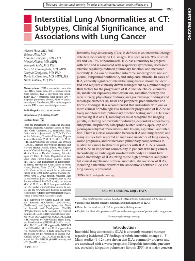 Hata Et Al 2022 Interstitial Lung Abnormalities at CT Subtypes Clinical Significance and ...