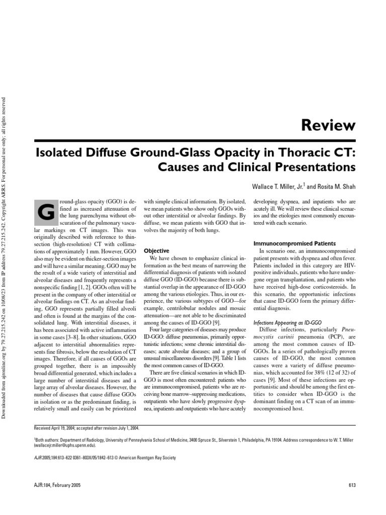 Miller Shah 2012 Isolated Diffuse Ground Glass Opacity in Thoracic CT ...