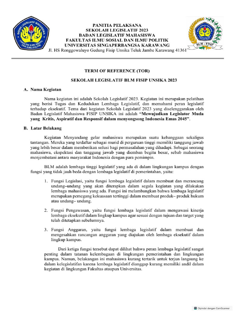 TOR - PEMATERI 3 - H. Dadang | PDF