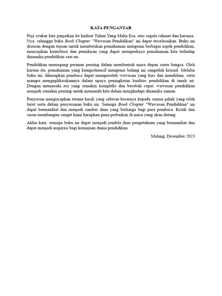 Kata Pengantar Book Chapter | PDF