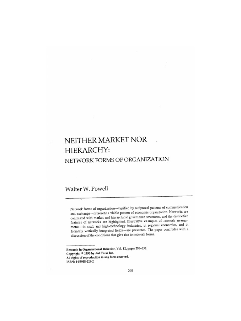 Powell - Neither Markets Nor Hierarchies - Networks 1990 | PDF