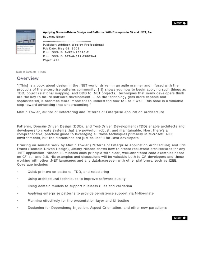 Applying Domain Driven Design and Patterns With Examples in C Sharp and ...