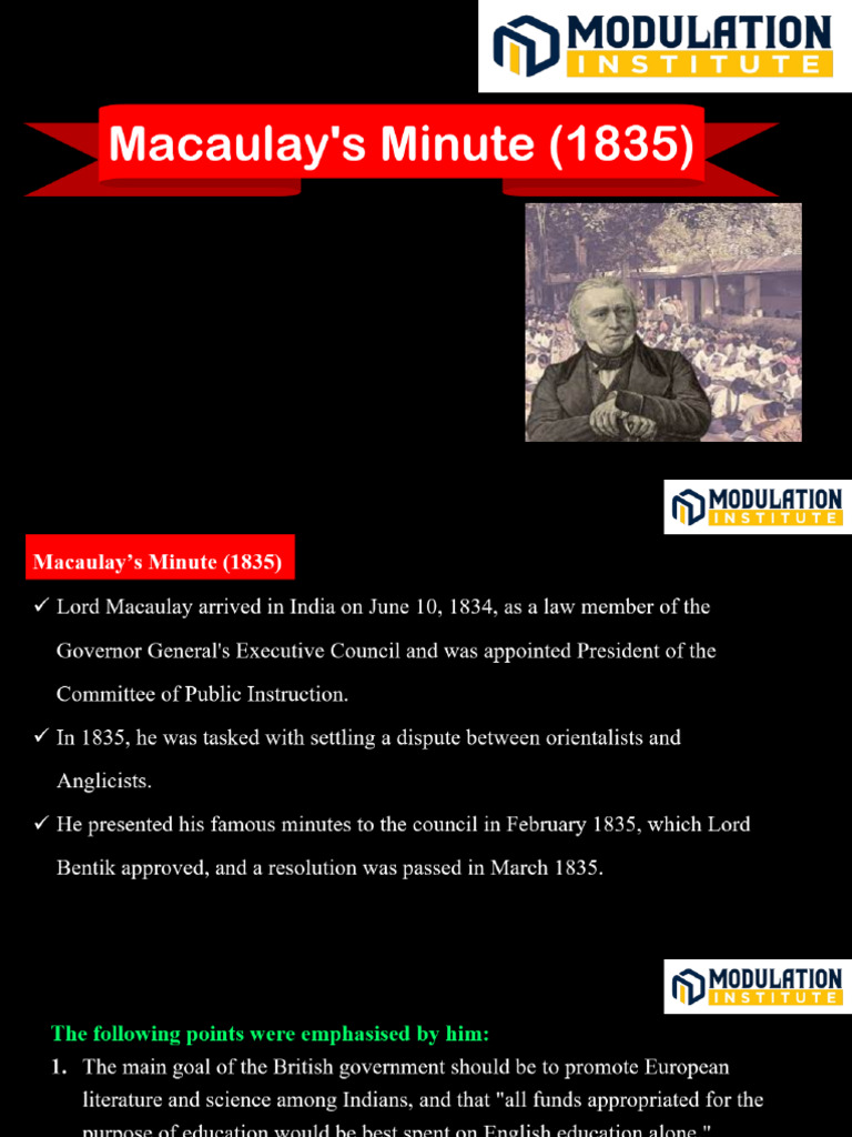 Macaulay's Minute (1835) | PDF