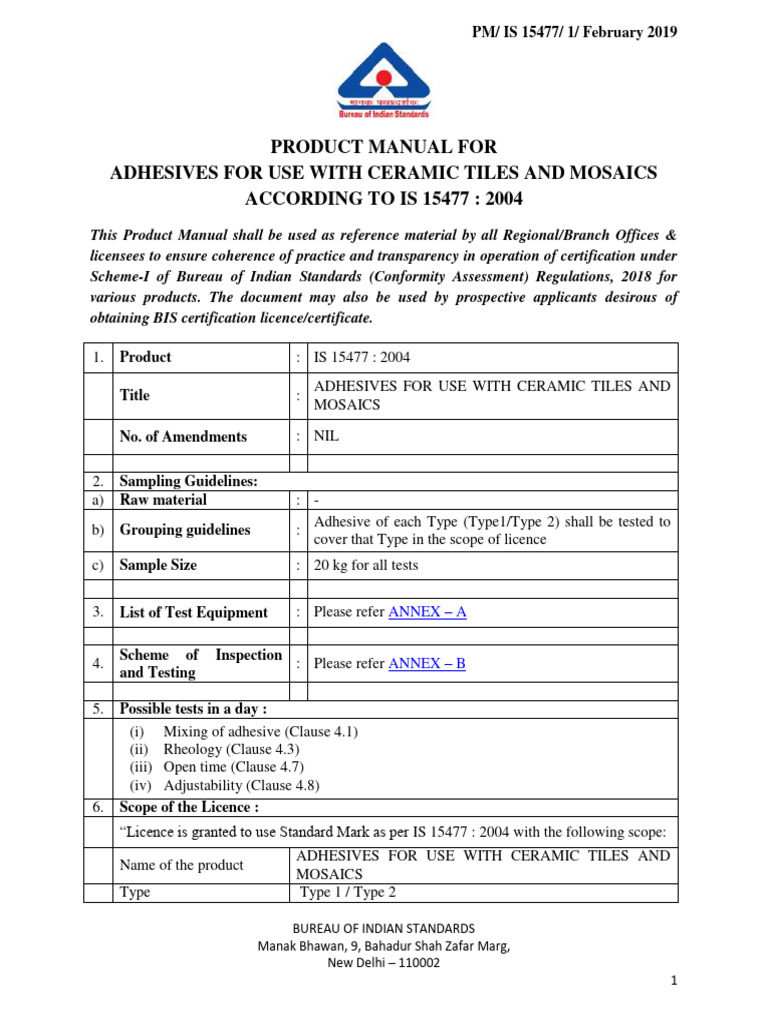 IS 15477 Product Manual | Download Free PDF | Materials | Physical Sciences