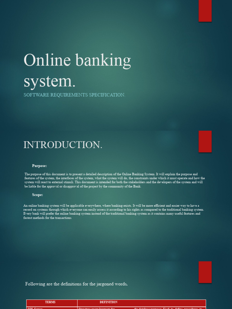 Online Banking System Specifications | PDF | Databases | Microsoft Windows