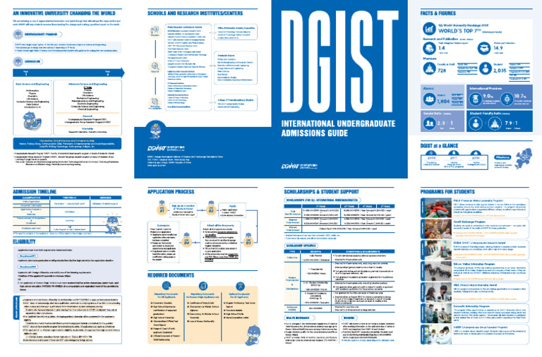 Dgist International Undergraduate Admissions Leaflet 2024 | PDF