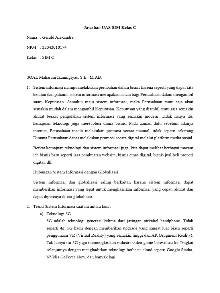 Kelas C Eas Gerald Alexandre 22042010174 Des2023 Pdf Teknologi