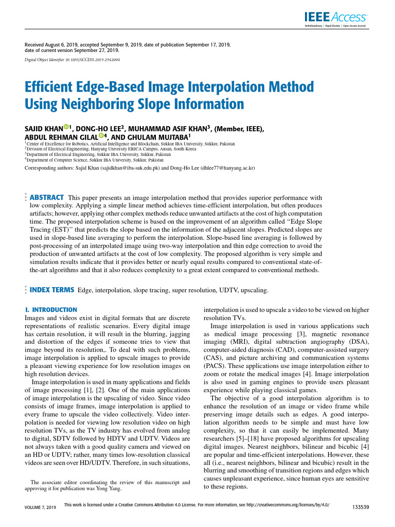 2019.09 - 이동호 - Efficient Edge-Based Image Interpolation Method Using Neighboring Slope ...