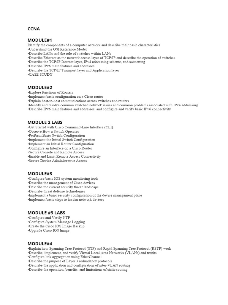 Ccna Course Outline Pdf Computer Network Network Switch
