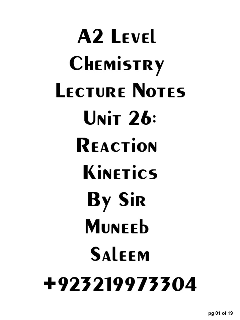 Reaction Kinetics Lecture Notes | PDF | Reaction Rate | Catalysis