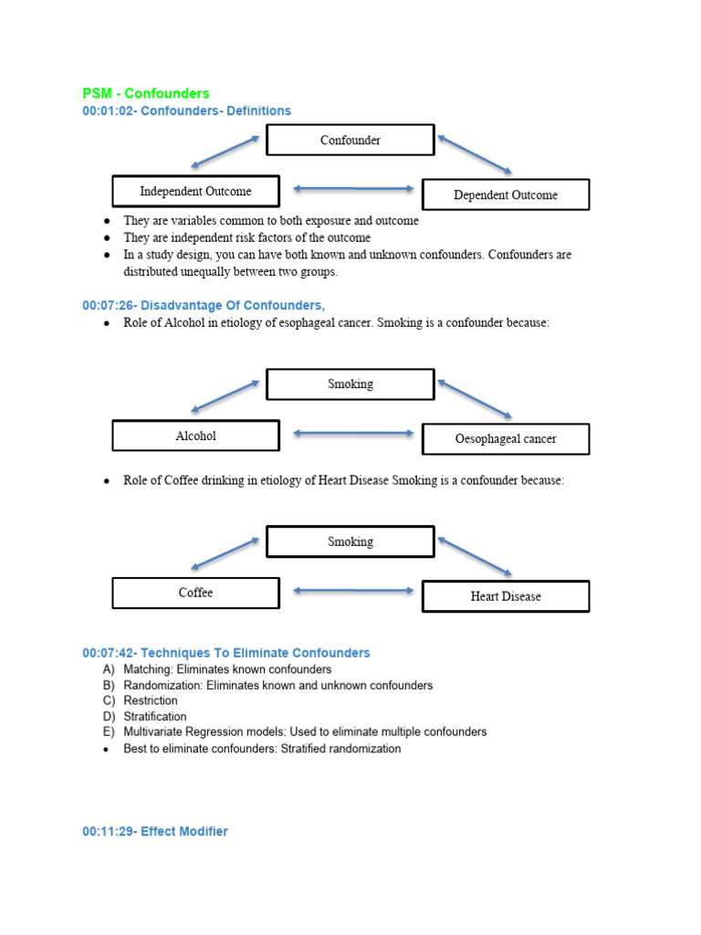 Confounders, Effect Modifiers and Spurious | PDF | Cohort Study ...