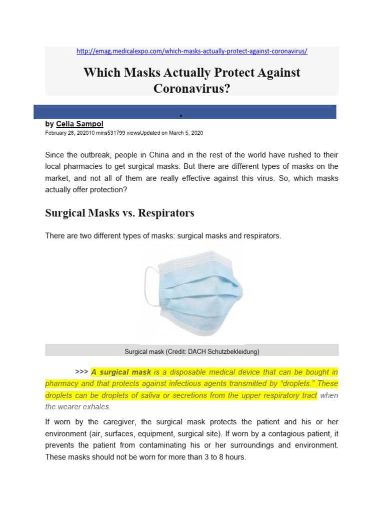 Explanation On Masks | PDF | Personal Protective Equipment | Workplace