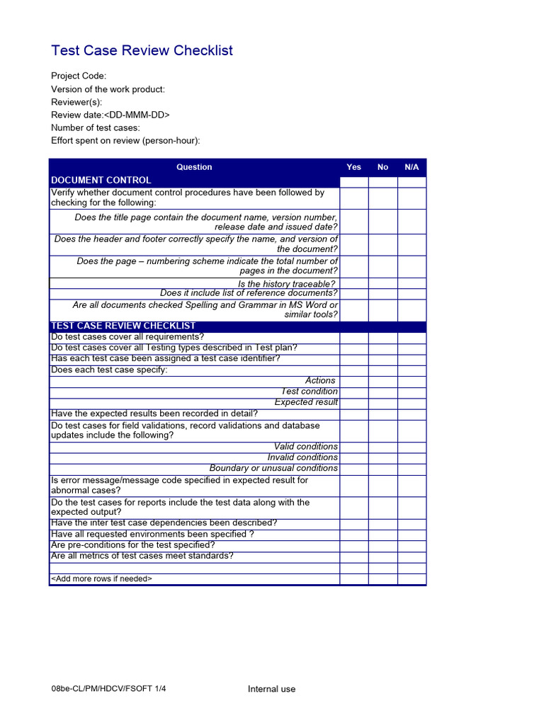 Checklist_Test Case Review | PDF | Systems Engineering | Computer ...
