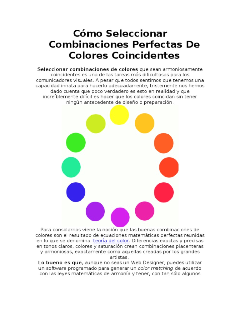 Cómo Seleccionar Combinaciones Perfectas de Colores Coincidentes | PDF ...