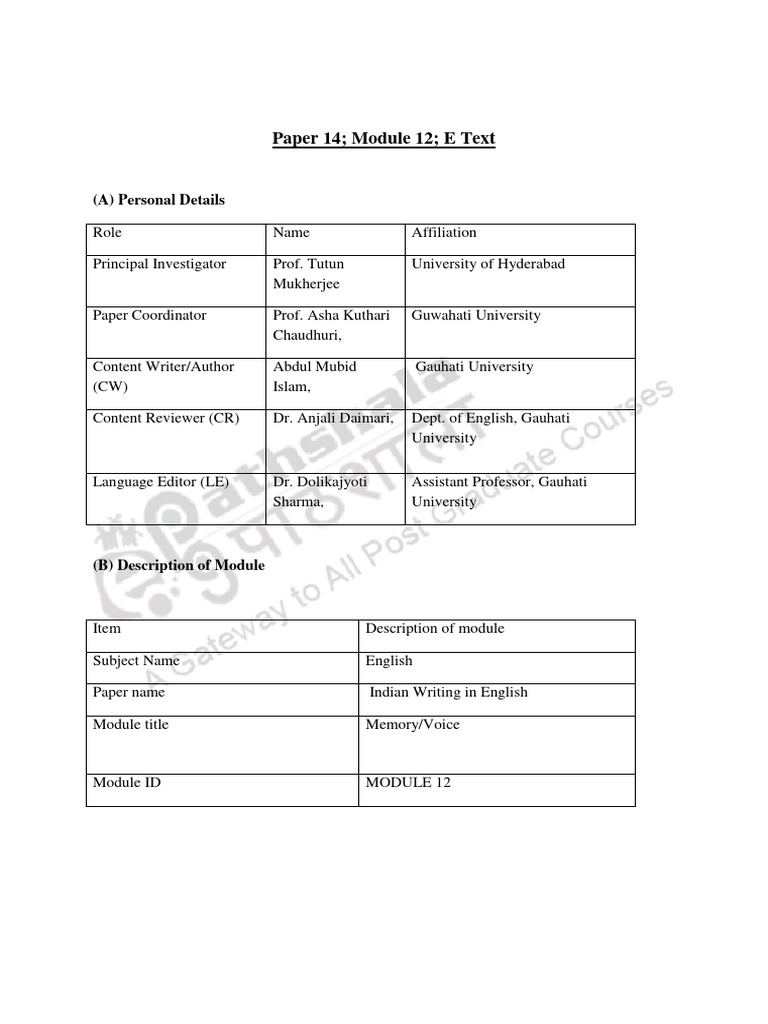 Paper 14 Module 12 EText | PDF
