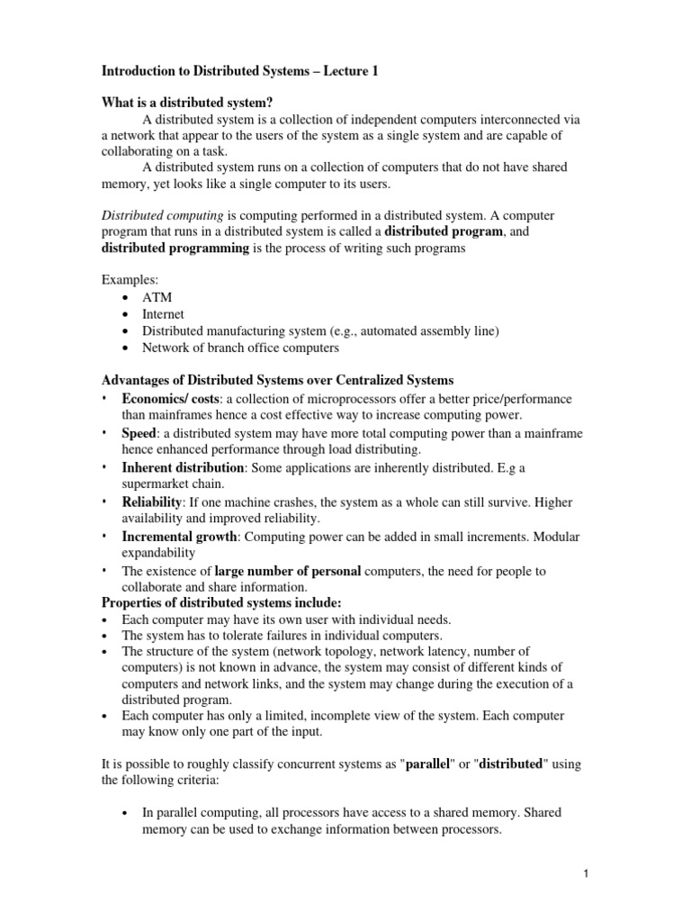 Lecture 1 Introduction To Distributed Systems - 034922 | PDF ... Lecture 1 Introduction To Distributed Systems - 034922 | PDF ...