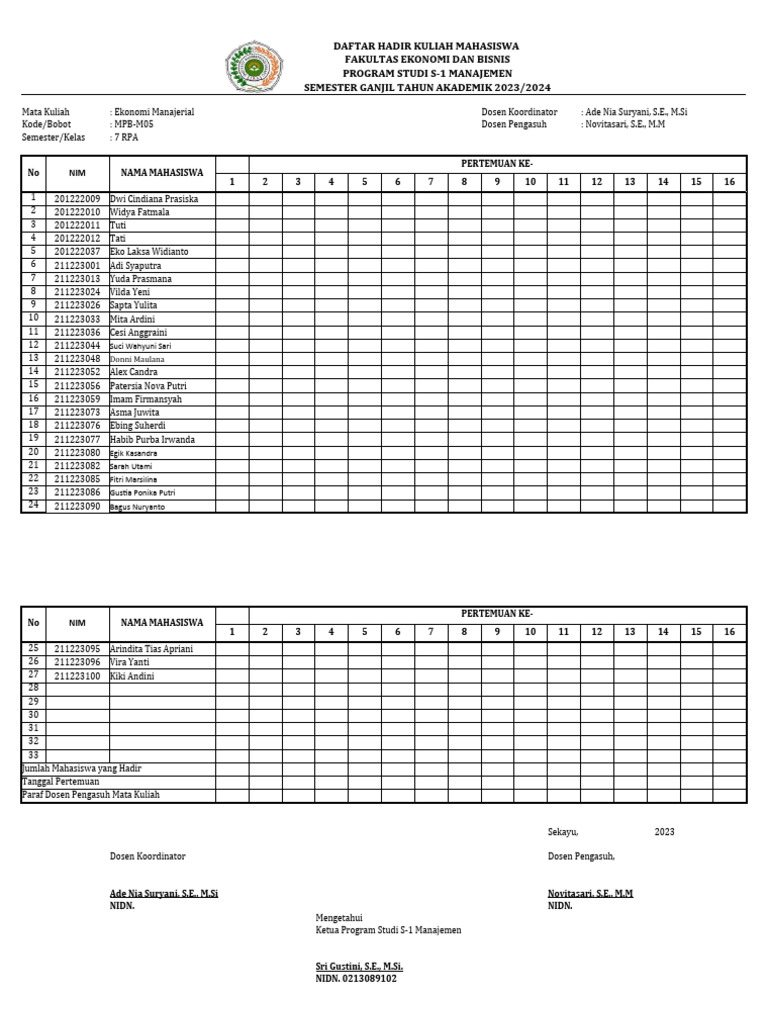 Absen Manajemen 7 Rpa Ekman | PDF