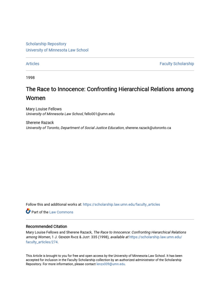 Mary Louise Fellows Sherene Razack-The Race To Innocence - Confronting ...