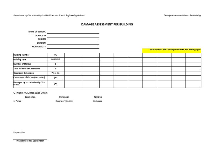 Damage Assessment Form | PDF