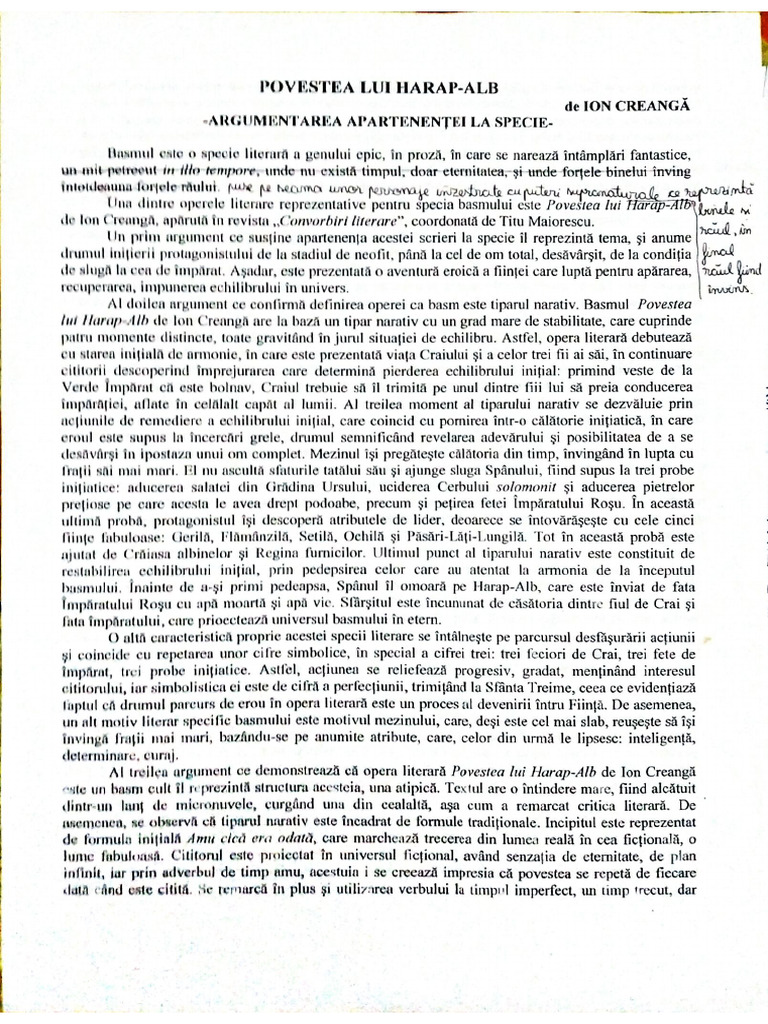Povestea Lui Harap-Alb | PDF