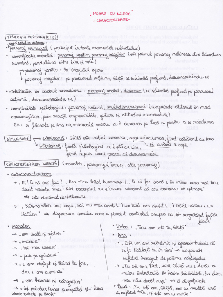 2.moara Cu Noroc (Caracterizare) | PDF