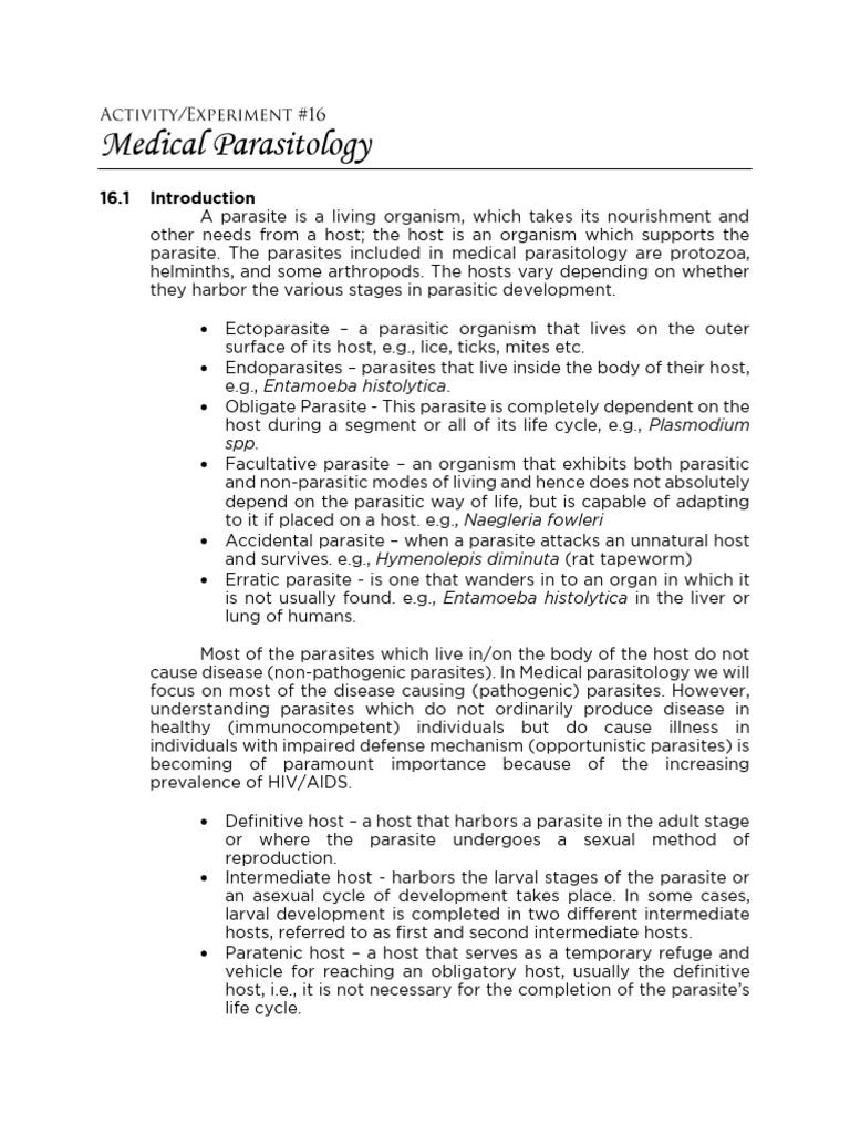 16 Medical Parasitology | PDF | Parasitism | Infection