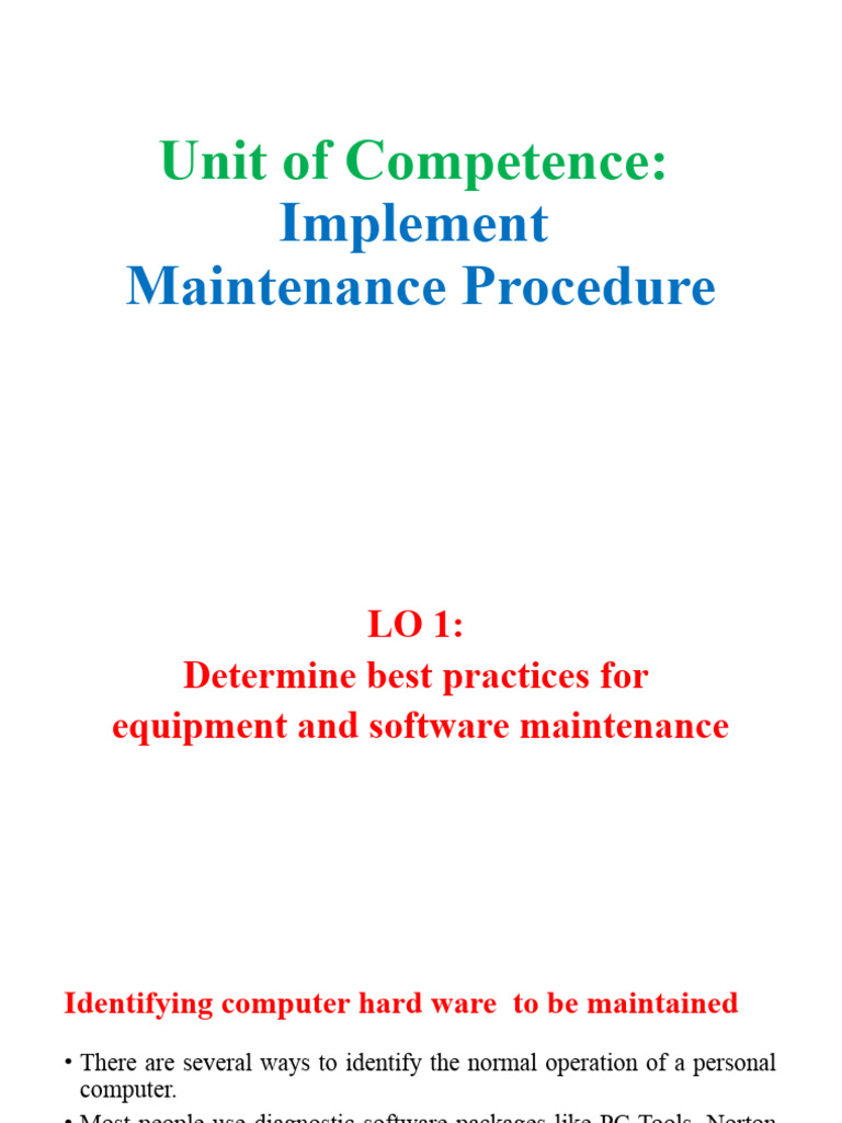 Implement Maintenance Procedures LO1 | PDF | Bios | Electrical Connector