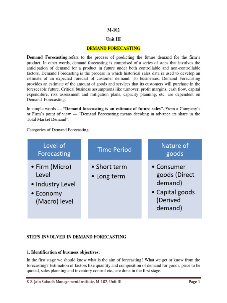 ME Demand Forecasting Unit III | PDF | Forecasting | Demand