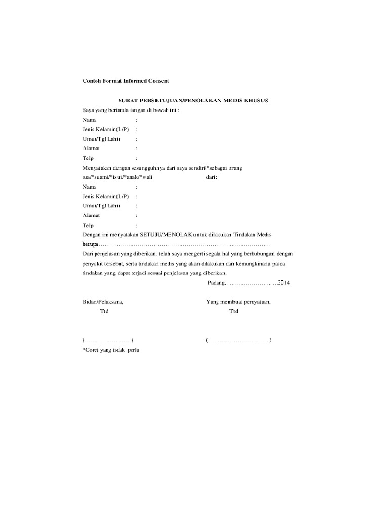Surat Informed Consent | PDF