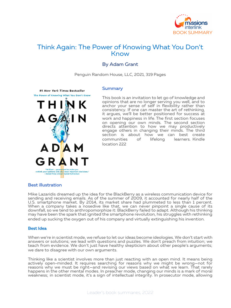 Think Again - The Power of Knowing What You Don T Know | Download Free ...
