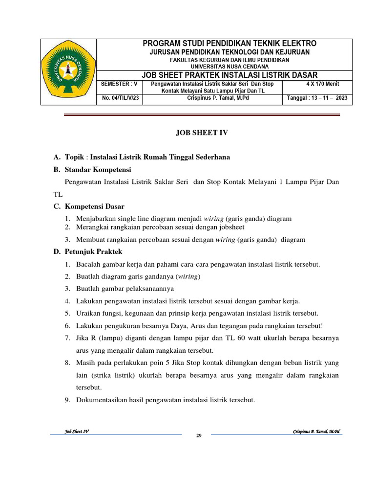 Job Sheet IV | PDF