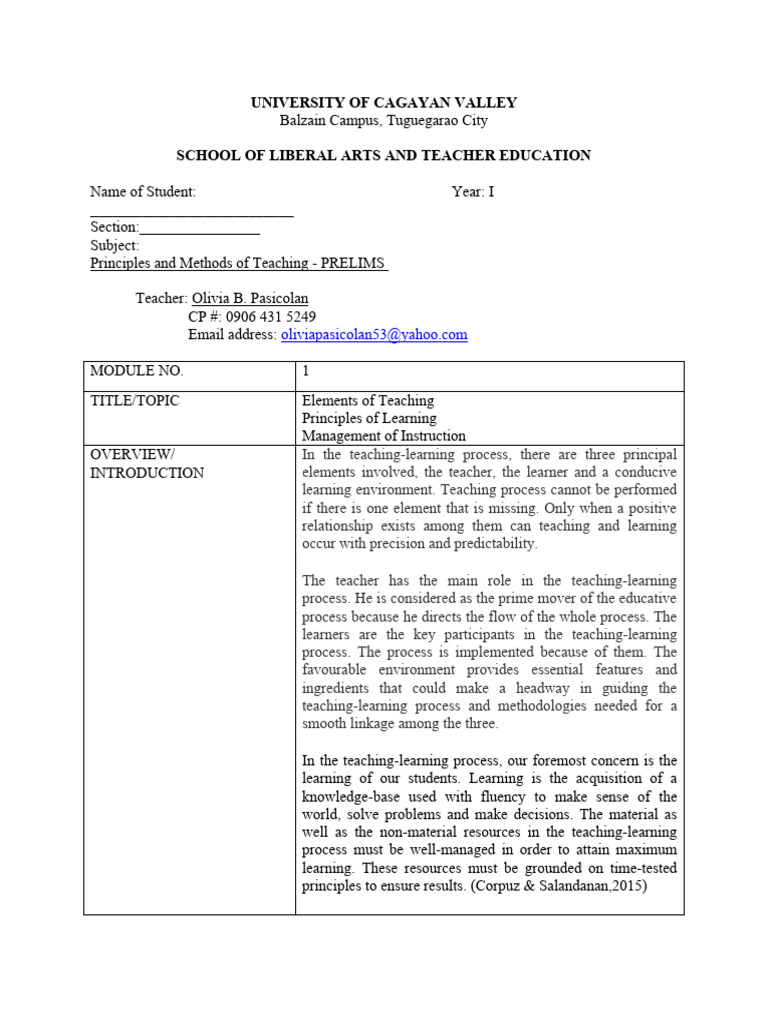 Principles and Methods of Teaching Prelims | PDF | Educational Assessment | Learning