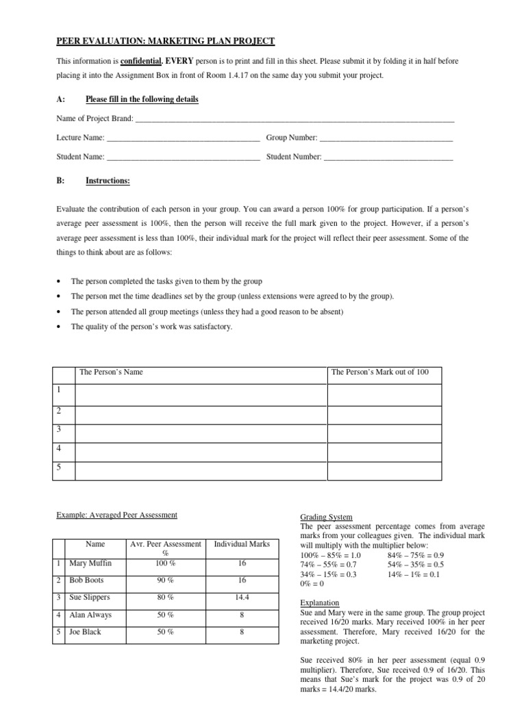 Peer - Evaluation Form | PDF | Cognition | Human Communication