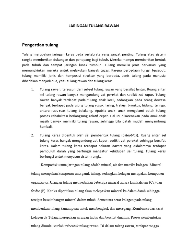 Jaringan Tulang Rawan | PDF | Sains & Matematika
