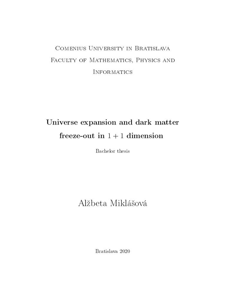 Dark Matter Freeze-Out in 1+1 Dimensions | PDF | Universe | Spacetime