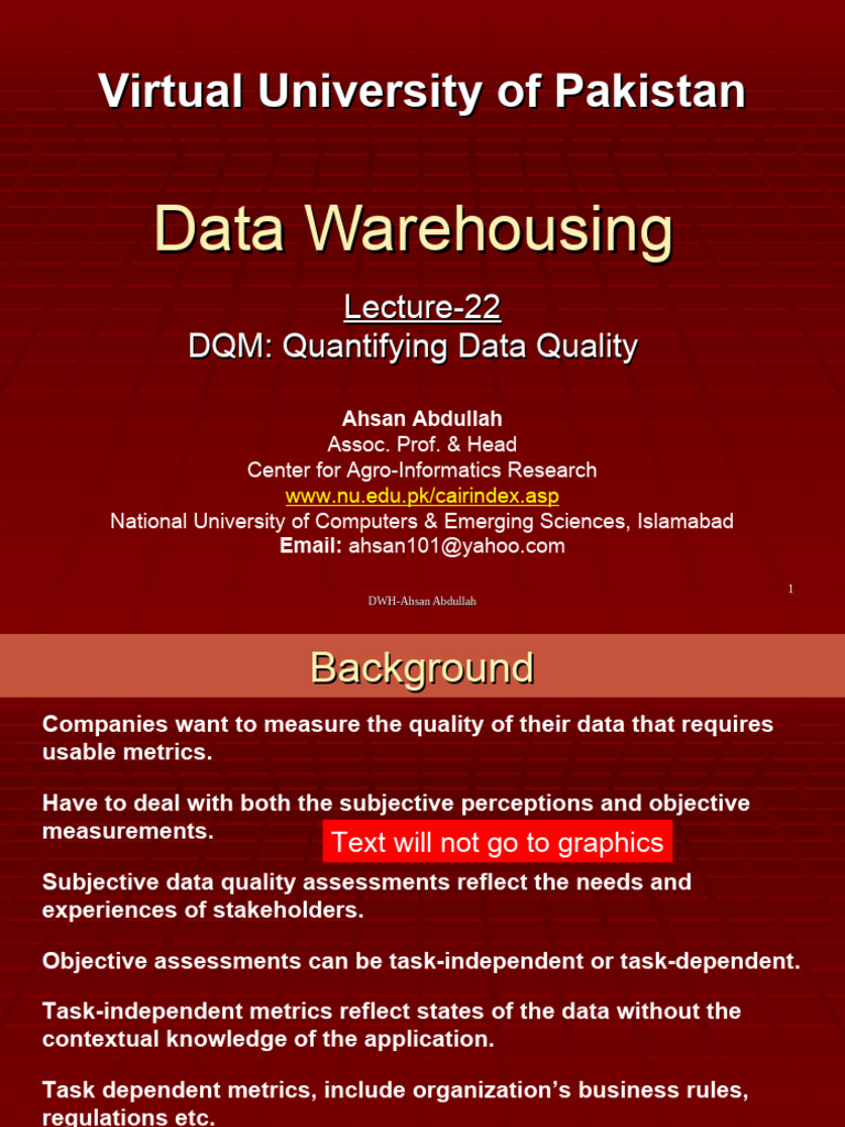 Lecture 22 | PDF | Data | Data Quality Lecture 22 | PDF | Data | Data Quality