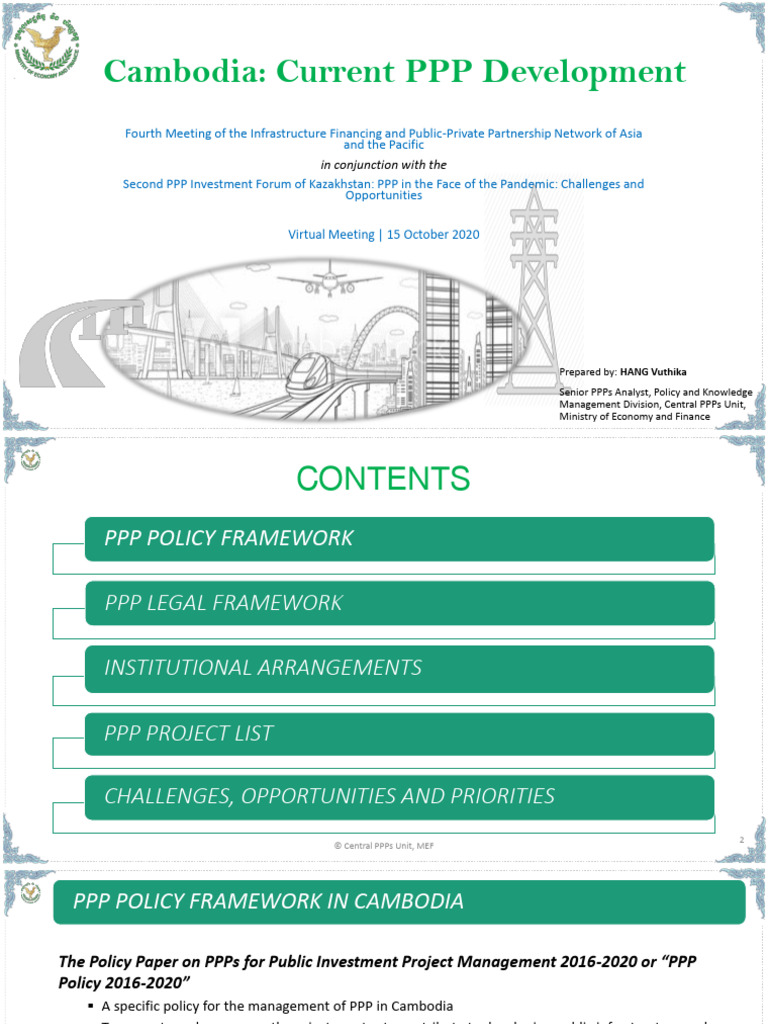 Cambodia PPP Development - Mr. Vuthika Hang | PDF | Public–Private Partnership | Economies